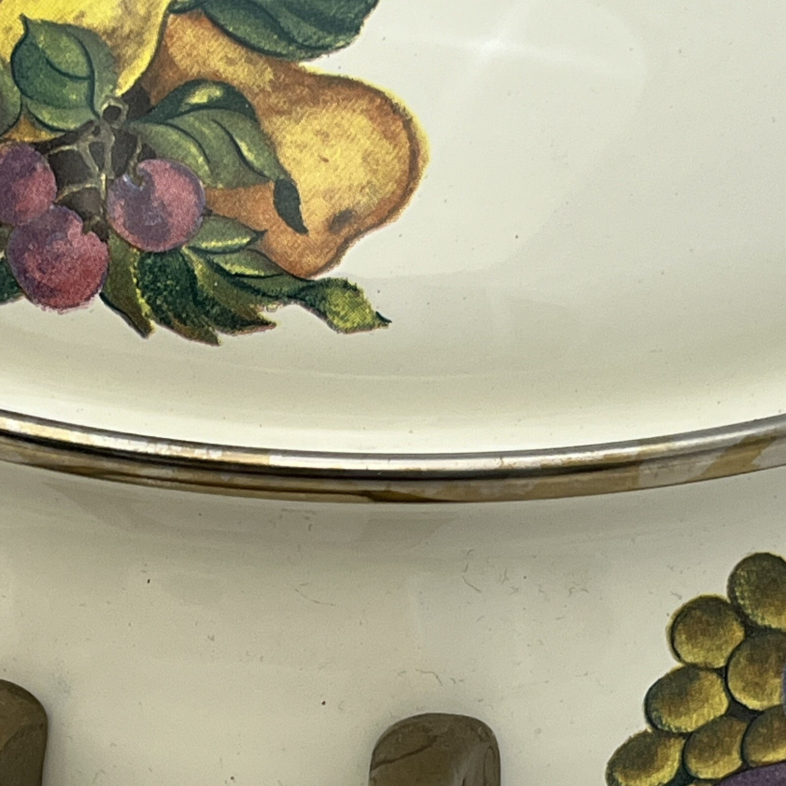 Vintage Cornucopia Ceramic Casserole Dish With Lid Handles Fruit Design ...