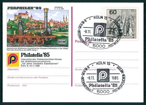 GERMANY POSTAL STATIONERY CARD 1985 RAILROAD RAILWAY TRAIN LOK ij11 ...