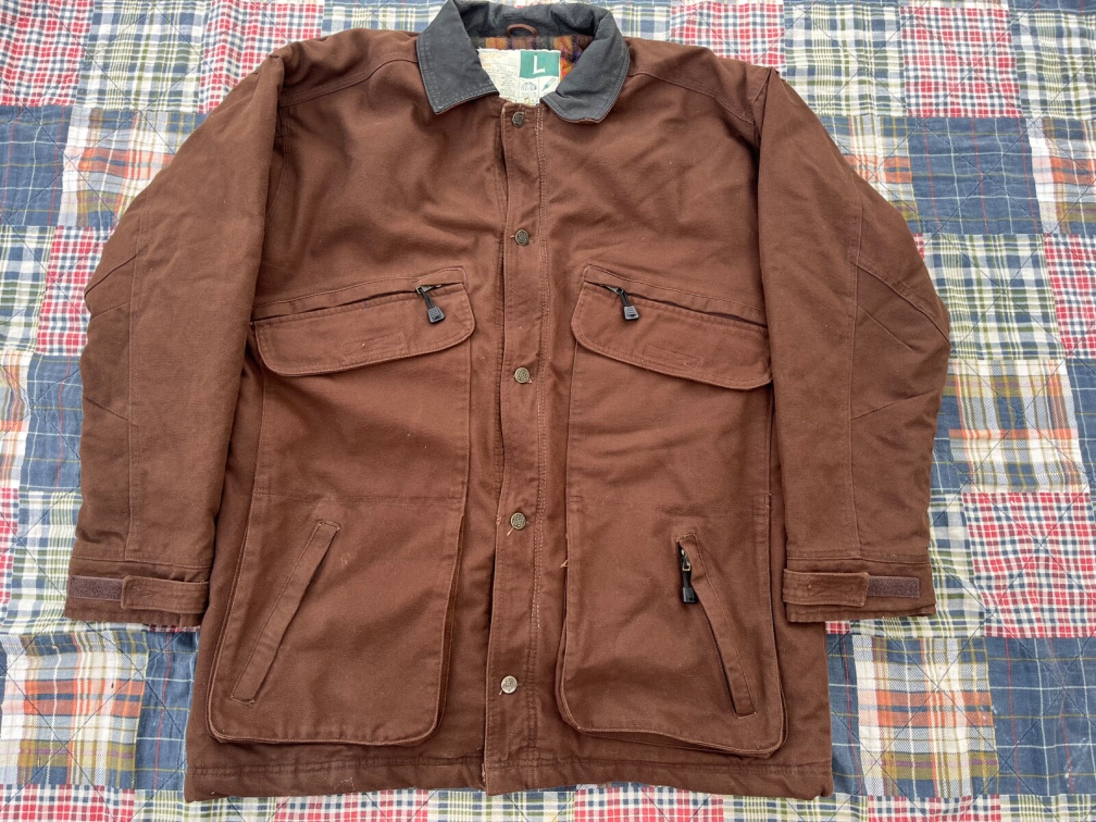 Vintage Canvas Wearguard Chore Jacket Plaid Blanket L… - Gem