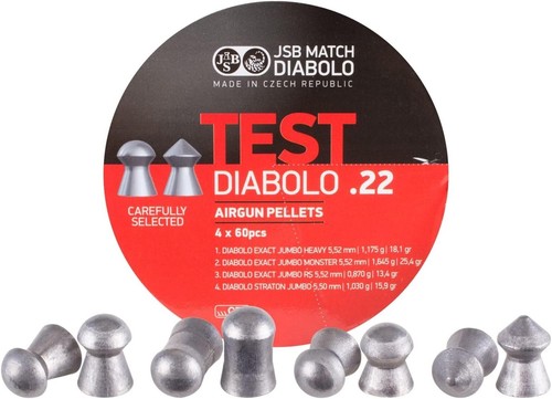 JSB MATCH 240 Count / 4 Type HUNTING PELLET SAMPLER 5.5mm .22 Caliber ...