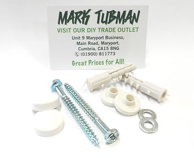 Quality Toilet Pan Fixing Kit Set,( screw, washer, white /chrome caps ...