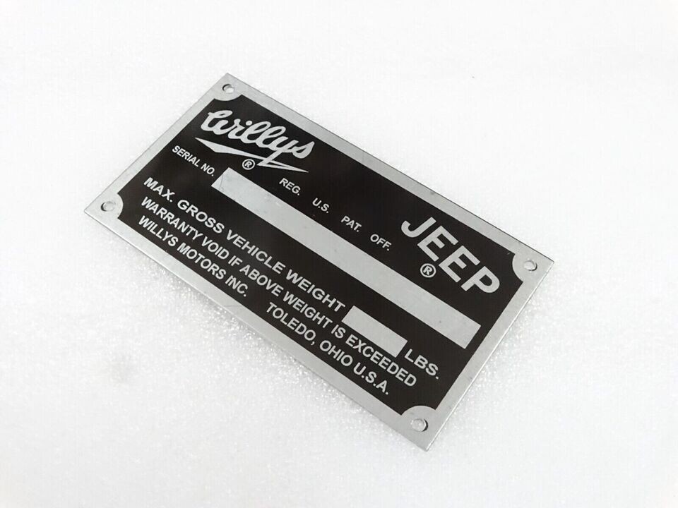 DATA PLATE FOR VINTAGE WILLYS JEEP FC-150 170 #V254-7 | eBay UK