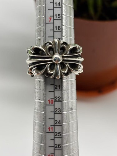 Chrome Hearts Double Floral Cross Open Back Ring Sterling Silver US 8 ...