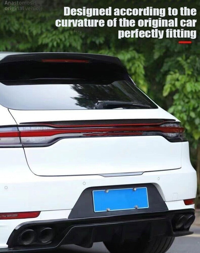 Real Carbon Fiber Rear Middle Trunk Spoiler Wing Fit For Porsche Macan ...