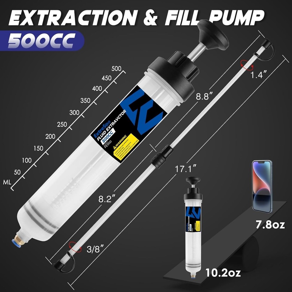500CC Fluid Extractor, Fluid Syringe Pump, Oil Extractor for Cars Ships ...