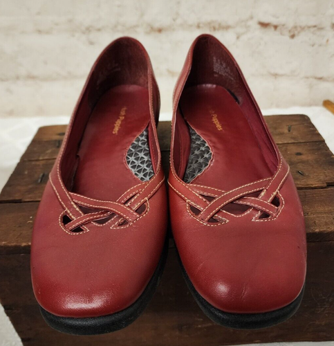 Hush Puppies Red Leather Loafers Slip On Shoes 9M | eBay