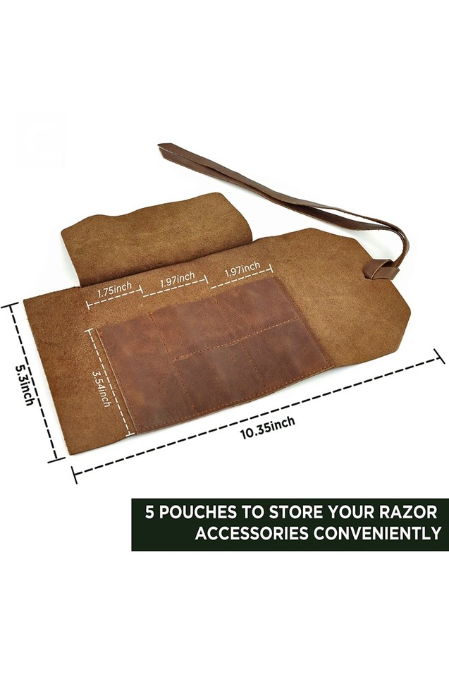 Leather Safety Razor Case Travel Shave bag Pouch for Henson AL13 Razor ...