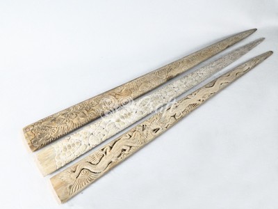 3pcs Swordfish Bill Medium Real Marlin Bone Carved Bundle Mixed Model ...