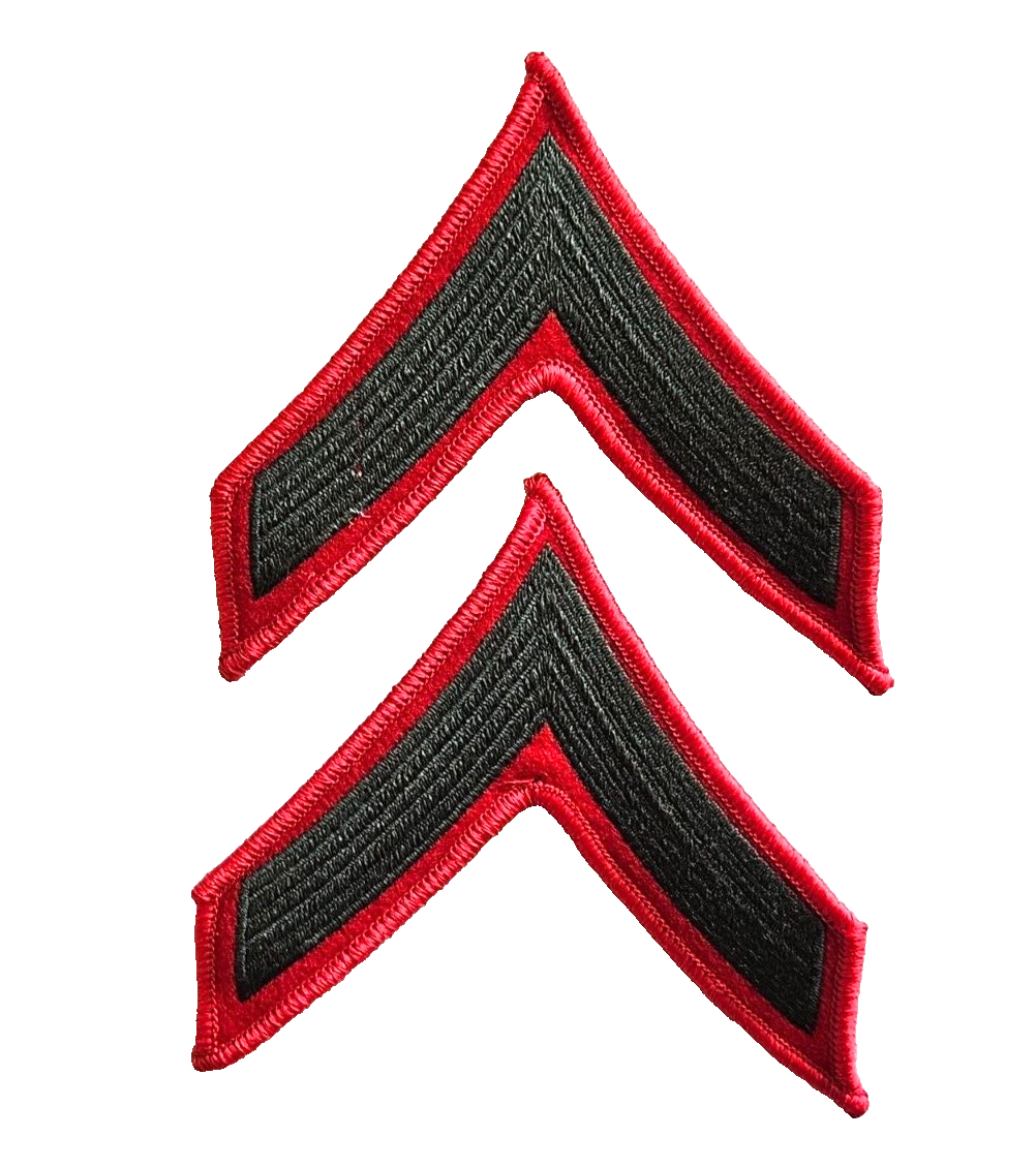 Red And Green Chevron Logo Marine Corps USMC Lance Corporal Green On