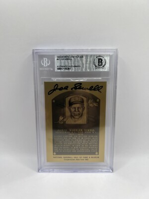 Joe Sewell Signed 1981-89 Hall Of Fame Metallic Plaque Card Beckett ...