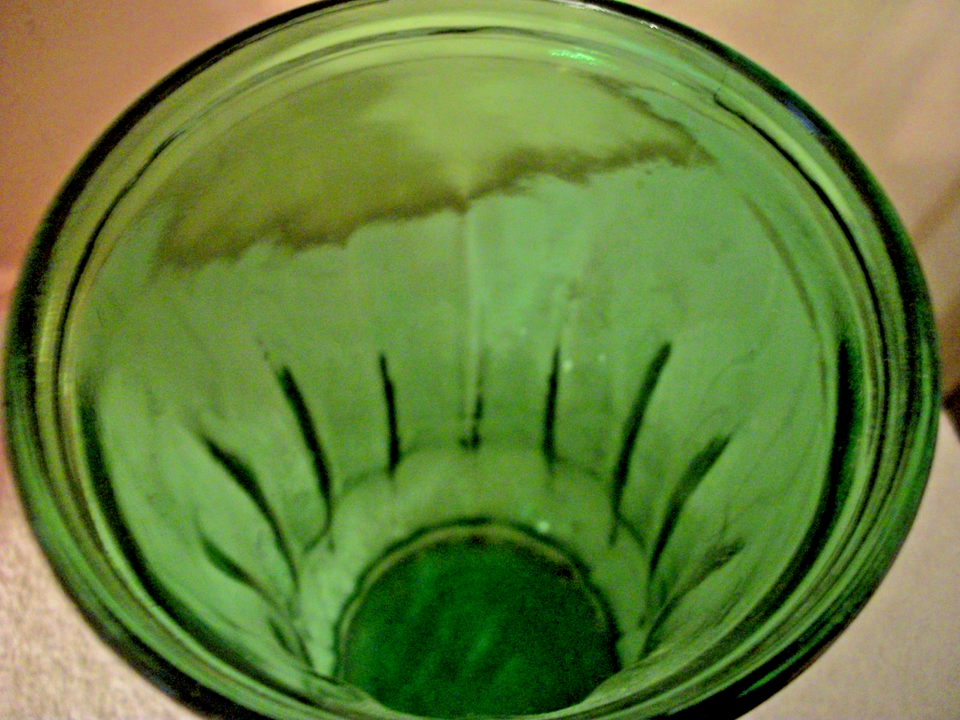 Vintage Green Ribbed Glass Flower Vase Portland Glass Co. PGC 9" Tall ...