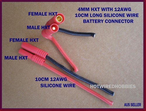 HXT 4MM BATTERY CONNECTOR WITH 100mm LONG 12AWG WIRE DEANS IMAX B6AC ...