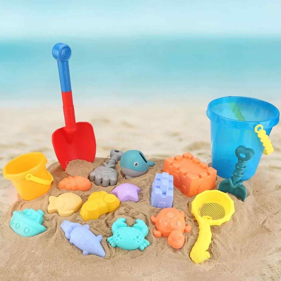 Beach Bucket Set (Includes 18 Pieces) 9" Dia. 9-1/2"H, Loved by Kids of ...