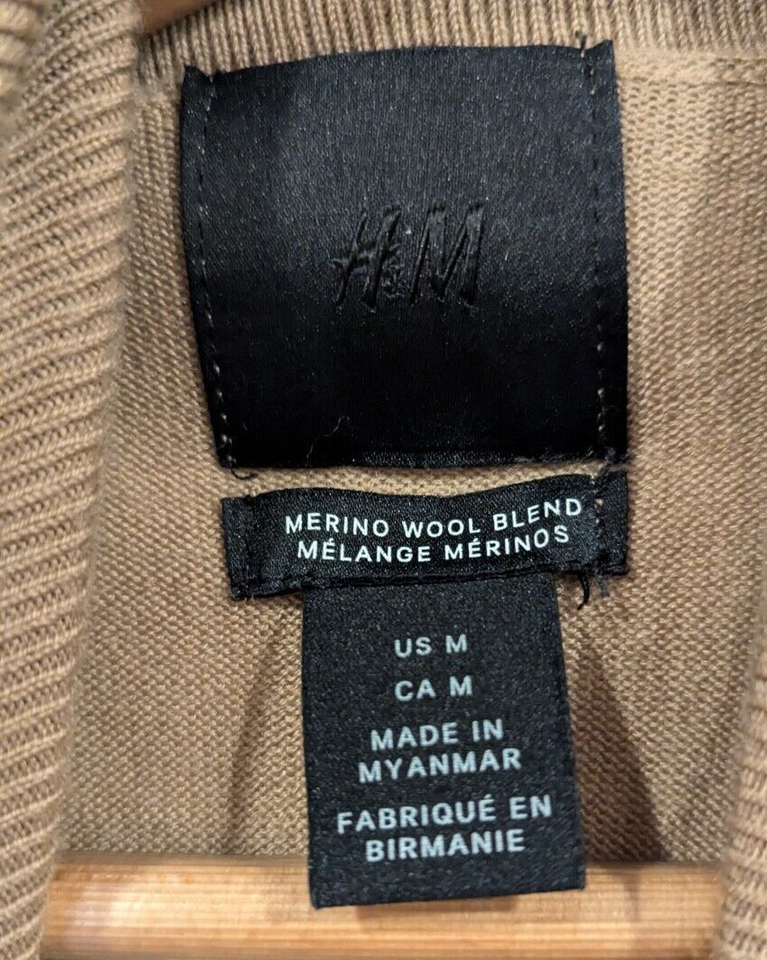 H&M Womens SZ M Merino Wool blend turtleneck Tan Staple Wardrobe Preppy ...