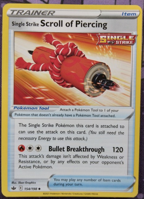 Pokémon TCG Single Strike Scroll of Piercing Chilling Reign 154/198 ...