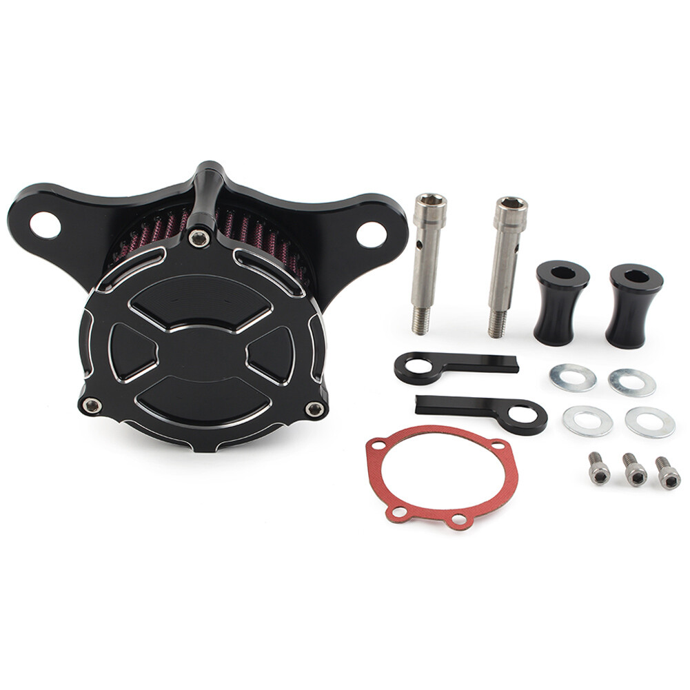 Black Air Cleaner Red Intake Filter Kit For Harley Dyna Softail Road ...