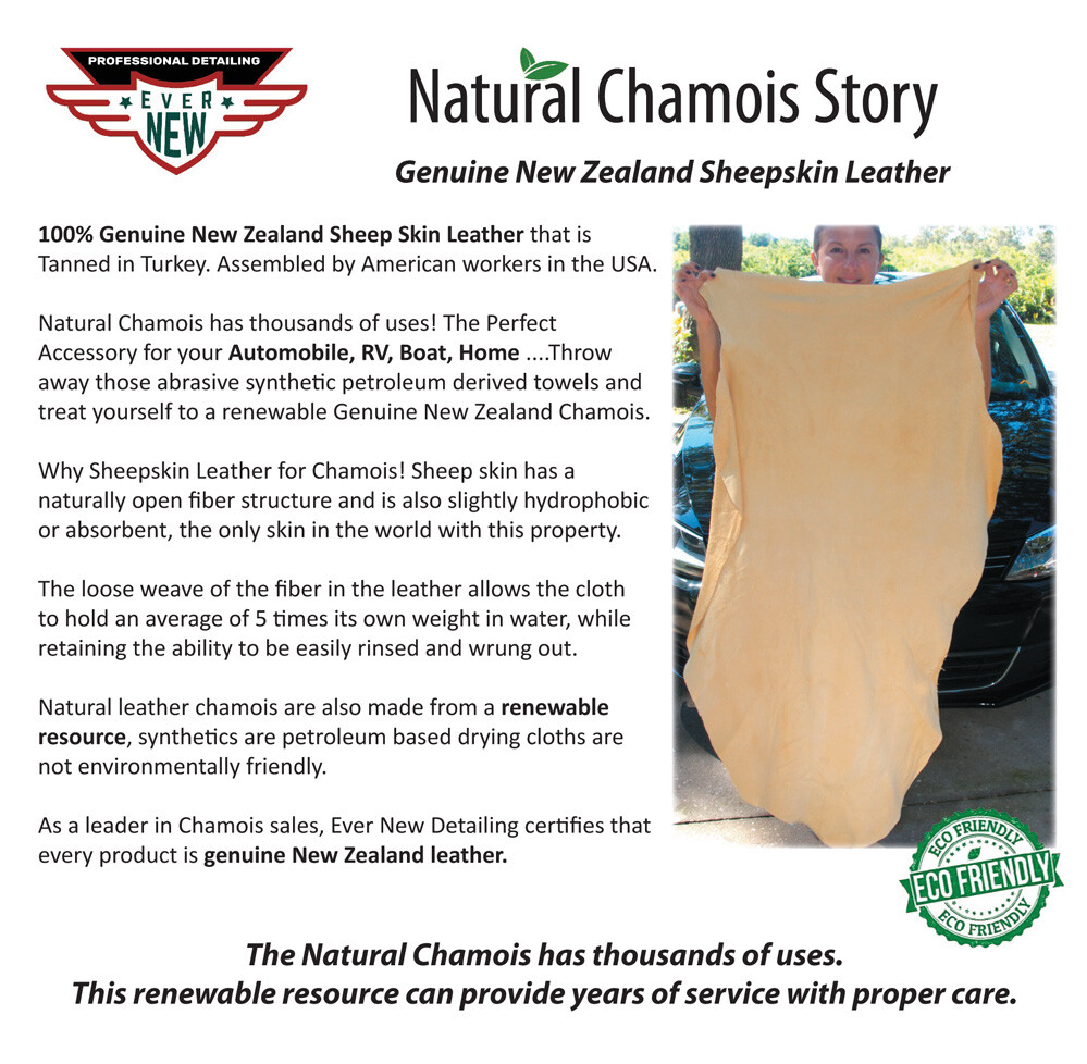 NATURAL CHAMOIS Premium New Zealand Sheepskin for CARS, BOATS, RV ...