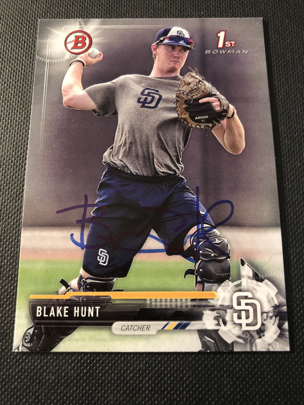 Blake Hunt Signed 2017 Bowman Draft Card Auto San Diego Padres COA | eBay