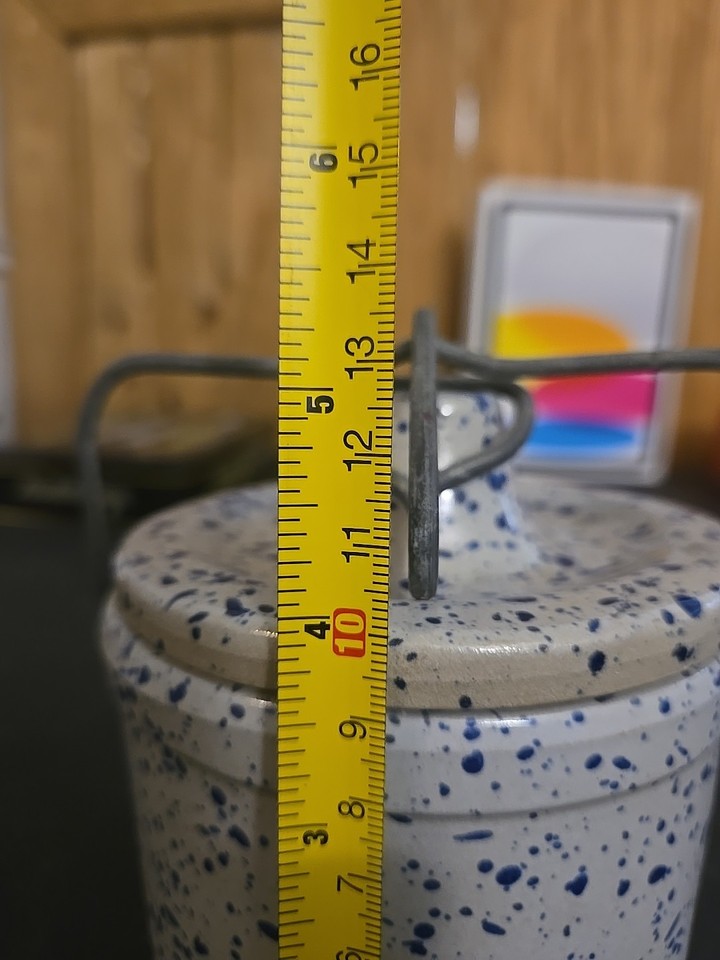 Genuine VTG 1950’s Cobalt Blue Spatter Canister Crock with Metal Bail ...