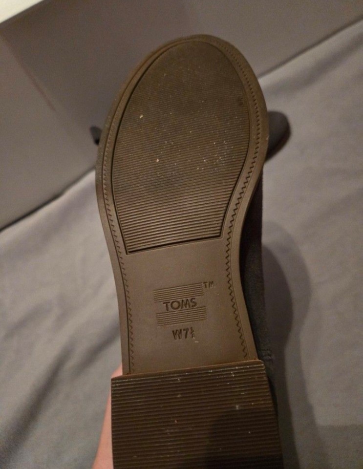 TOMS Boots Ella Gray Suede Ankle Booties Chelsea Women Size 7.5 | eBay