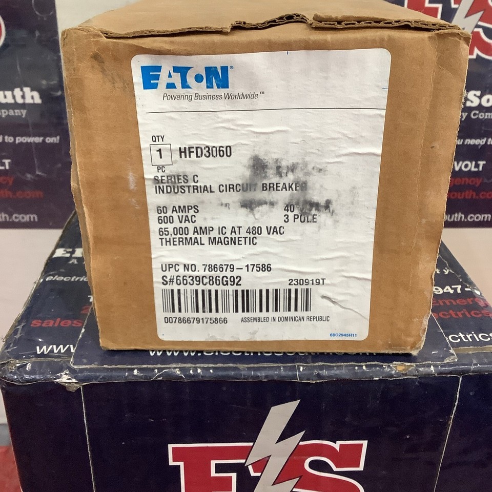 Eaton Circuit Breaker HFD3060 60 Amps 600 Volt 3 Pole | eBay