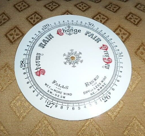 New Barometer Aneroid Dial Face paper card 3 1/4" Edge GLOSS white ...