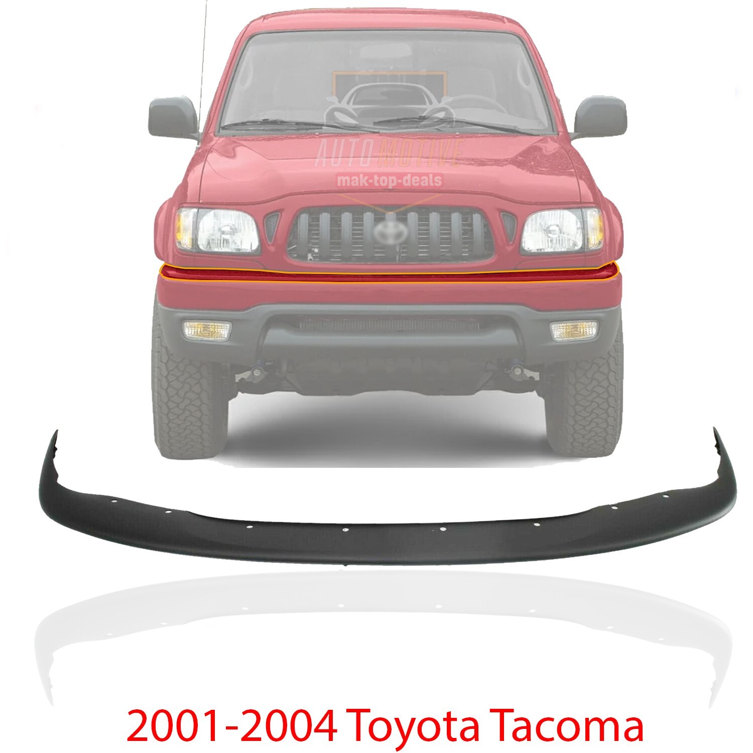 Painted Black Steel Front Bumper for 2001-2004 TOYOTA Tacoma ...
