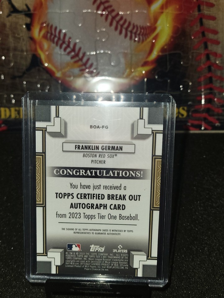 2023 TOPPS TIER ONE BREAK OUT ROOKIE AUTO FRANKLIN GERMAN /299 RED SOX ...