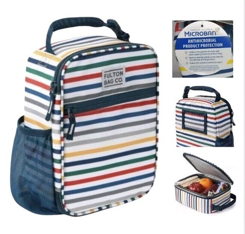 Fulton Bag Co Insulated Lunch Bag Upright Box Striped Microban Hard ...