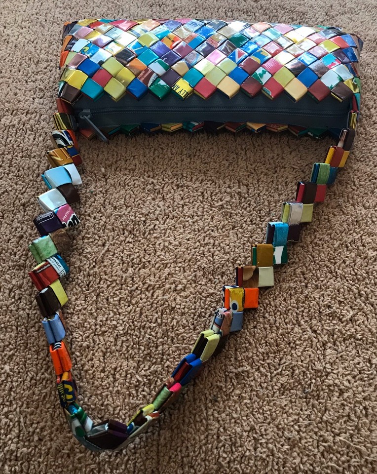 Candy Wrapper Purse Shoulder Bag Clutch Colorful and Handmade Recycled ...