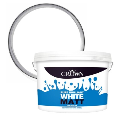 Crown Pure Brilliant White Matt Emulsion Paint 10L | eBay UK