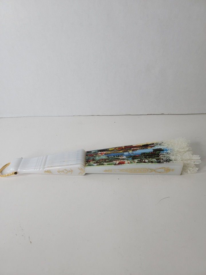 Vintage Fan Puerto Rico White Lace Decorative Travel Hand Fan Souvenir ...