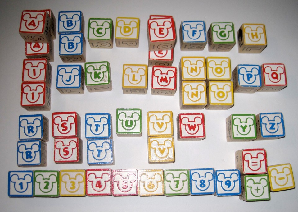 MICKEY MOUSE DISNEY 49 Pieces Wood Wooden ABC Alphabet Blocks | eBay