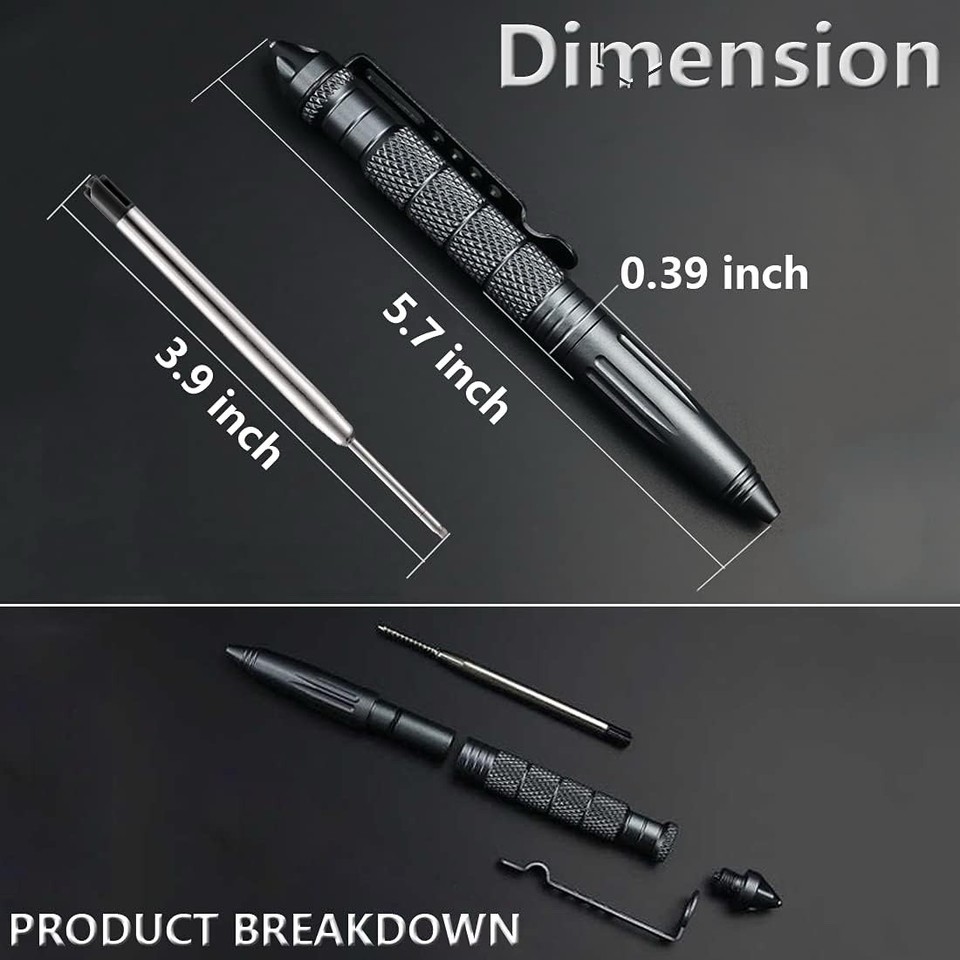 4pcs Tactical Pen Aluminum Self Defense Tungsten Glass Breaker Pen ...