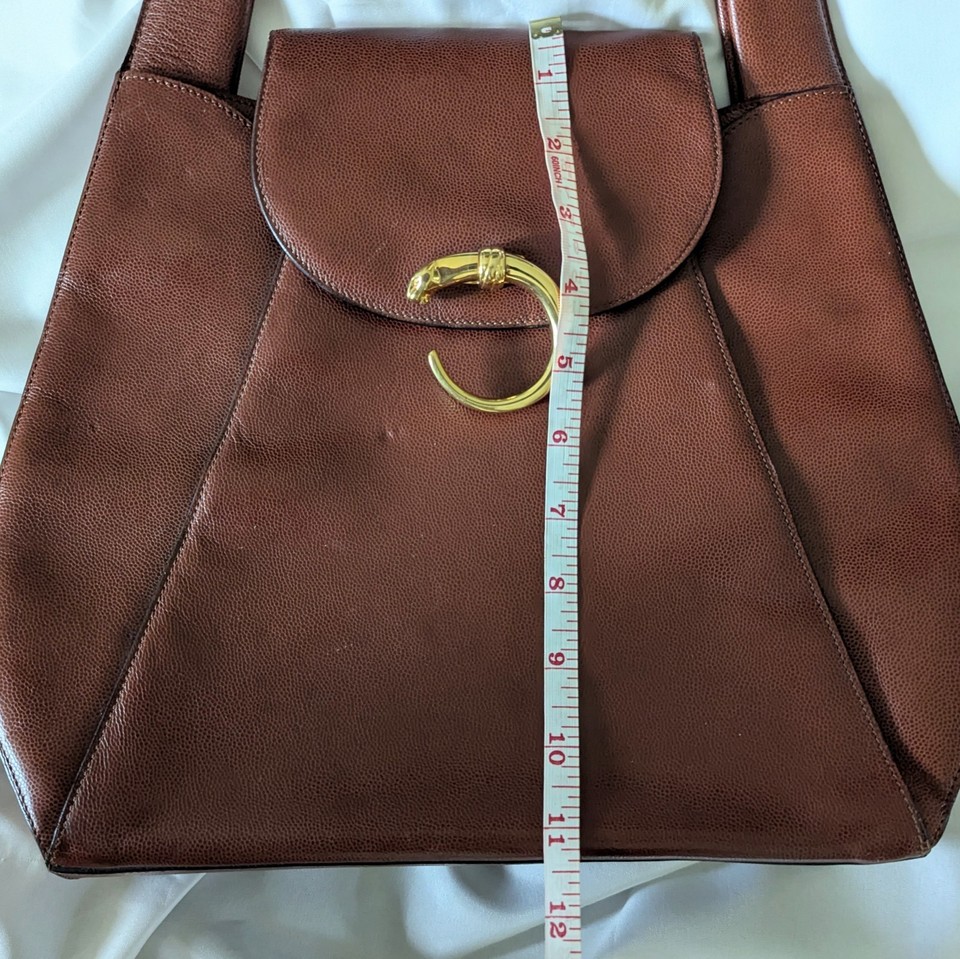 Vtg Authenticated Luxury Panthere C De Cartier Chestnut Purse Shoulder ...