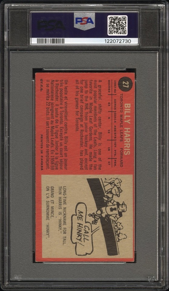 1964-65 TOPPS TALL BOYS SHORT PRINT SP BILLY HARRIS #27 PSA 4 | eBay
