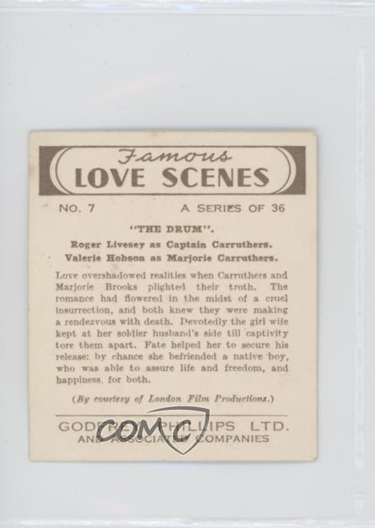 1939 Godfrey Phillips Famous Love Scenes Roger Livesey Valerie Hobson ...