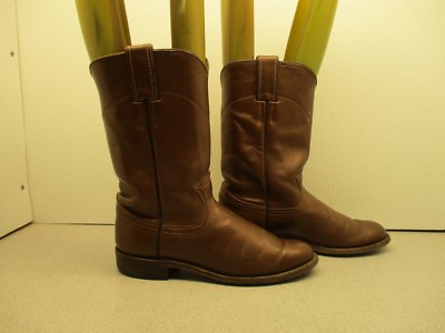 Justin (L3763) Brown Leather Roper Western Boots Women's Size 5.5B | eBay