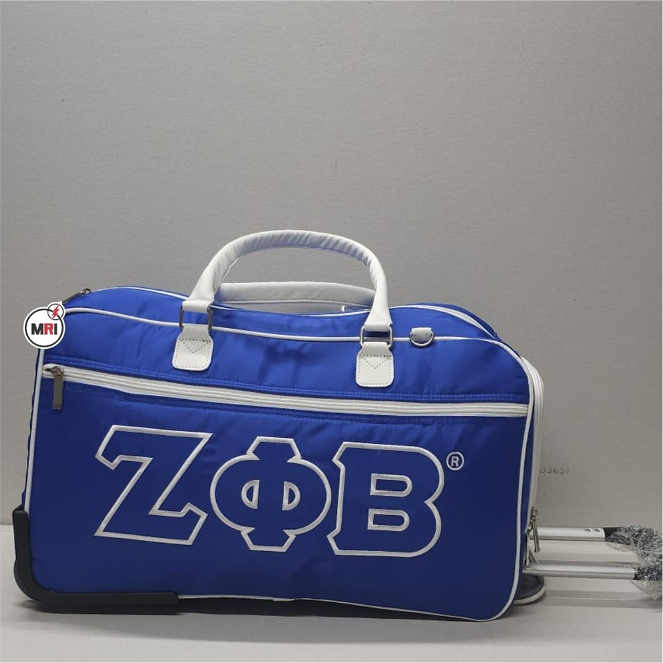 ZETA PHI BETA TROLLEY BAGS, ZETA SORORITY ROLLER BAG, BLUE & WHITE ...