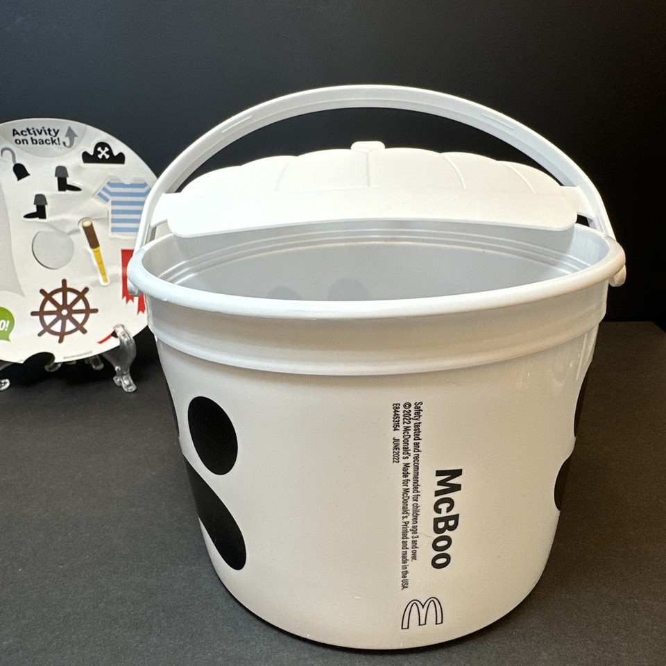 McDonalds Halloween Happy Meal Boo White Bucket McBoo with Stickers ...