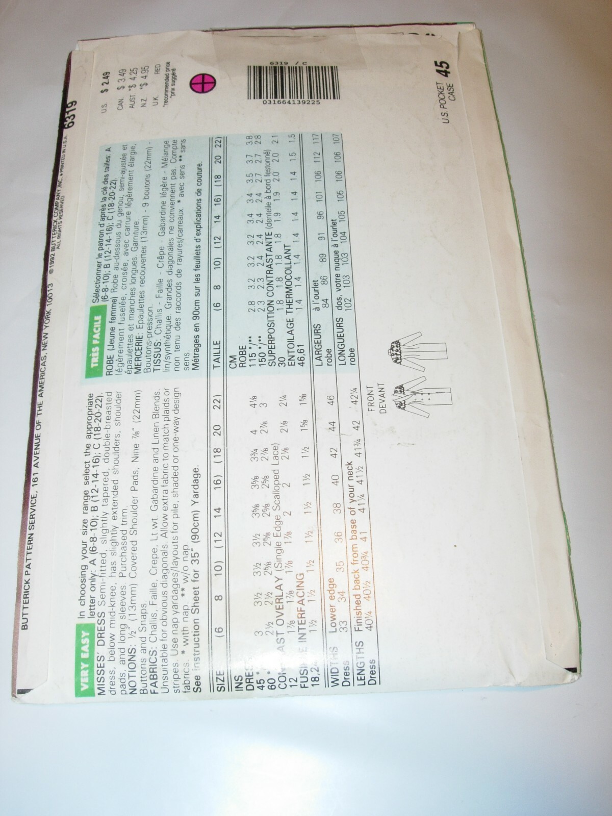 WOMENS UNCUT BUTTERICK 6319 SEWING PATTERN MOTHER OF THE BRIDE DRESS ...