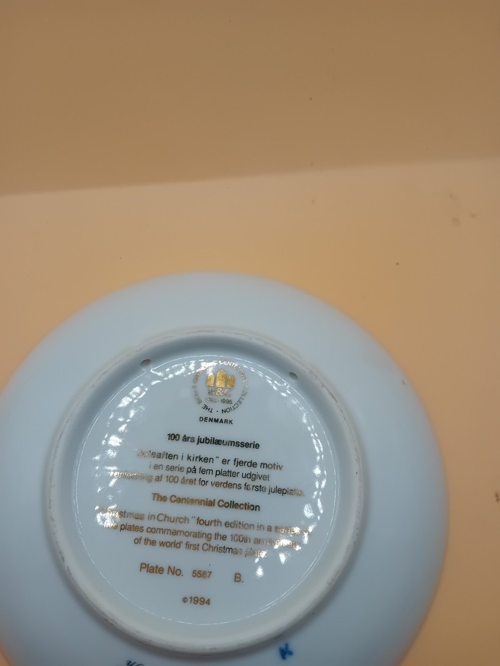 BING & GRONDAL ROYAL COPENHAGEN 4X6, "CHRISTMAS PLATES BLUE GOLD TRIM ...