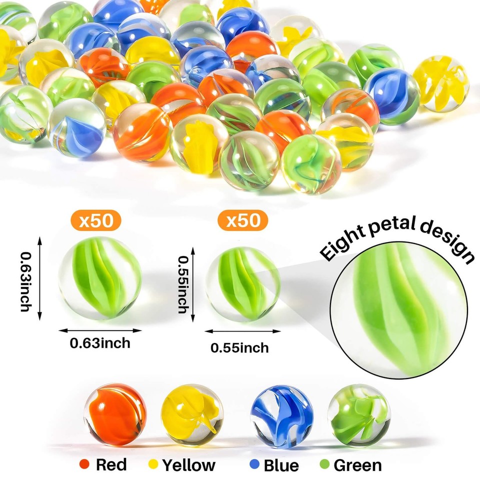 Sukh Glass Marbles - Bulk 100Pcs Cat Eye Mix Small, Red, Blue, Green ...