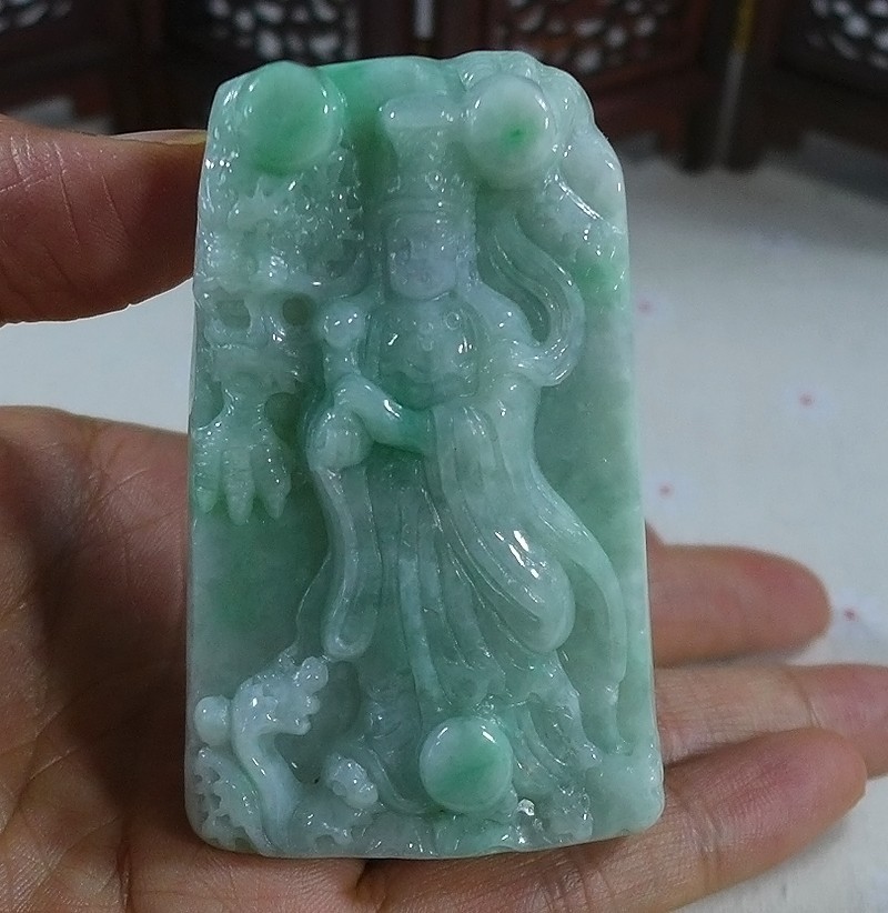 Cert'd Natural Type A Jadeite Jade Dragon Kwan-yin Pendant 6468 | eBay