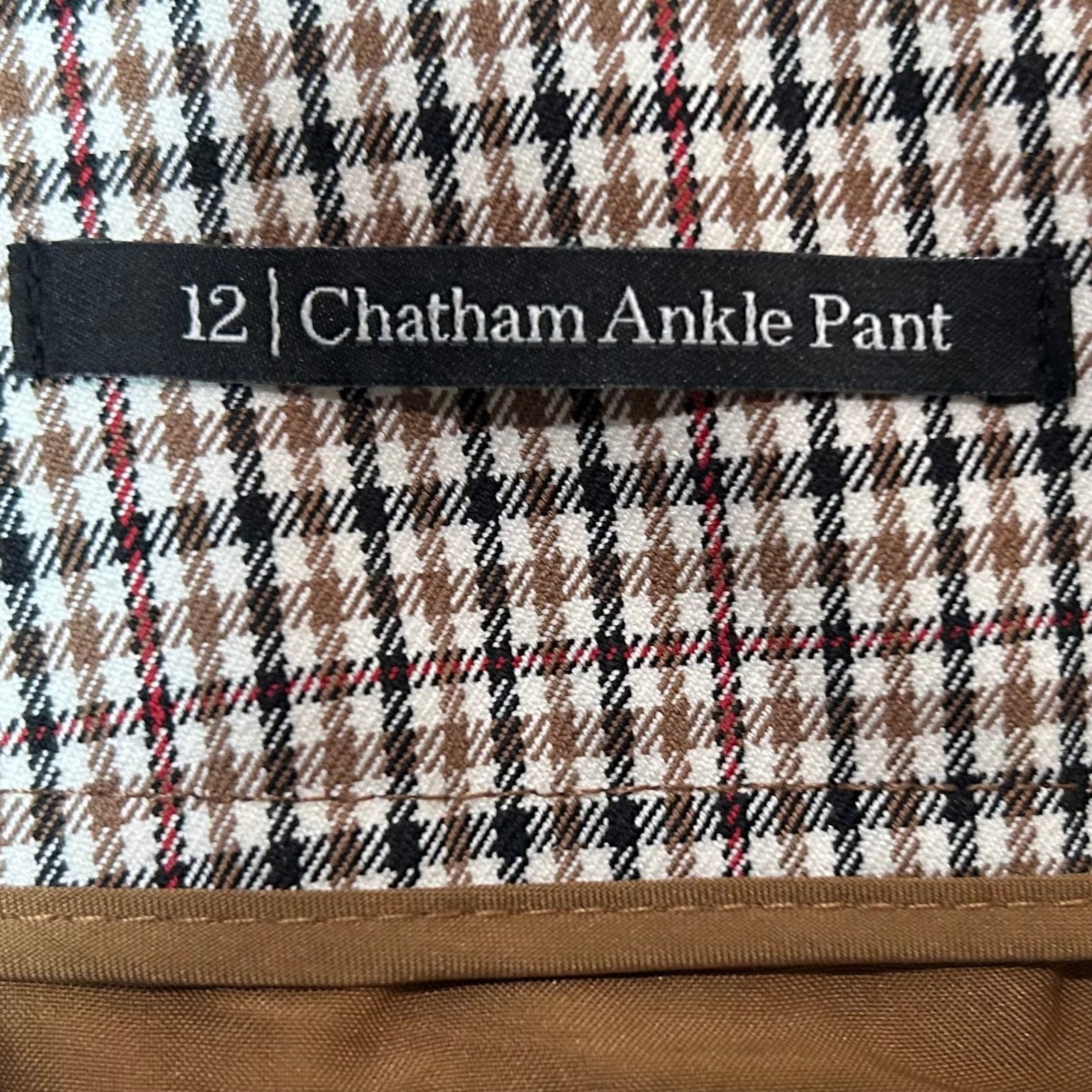 NEW Talbots Chatham Ankle Pants Size 12 Toasty Check Slim Leg 29 ...