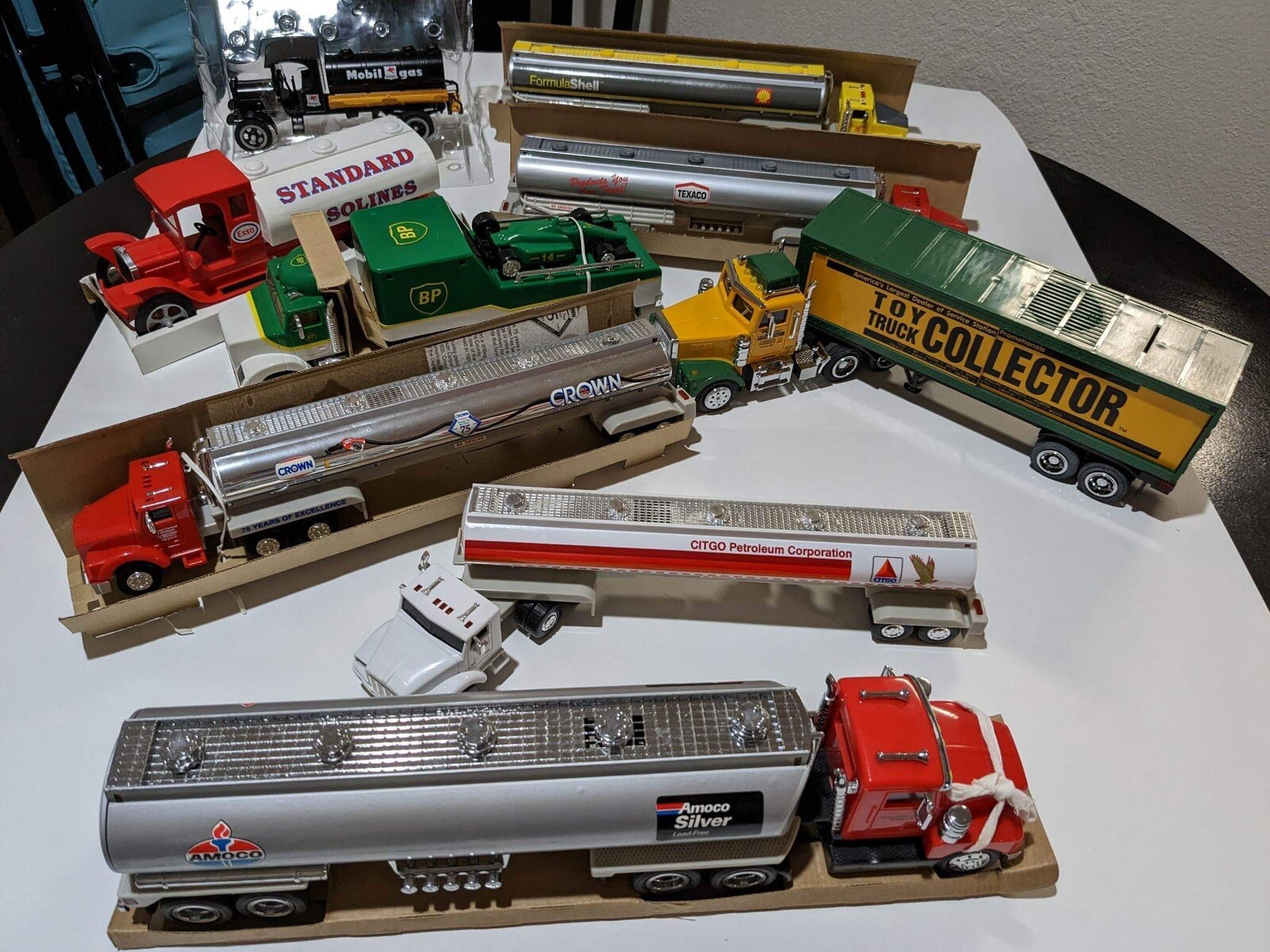 Lot of 9 Gas Oil Toy Tanker Trucks 1994 1995 1997 BP Exxon Amoco With ...