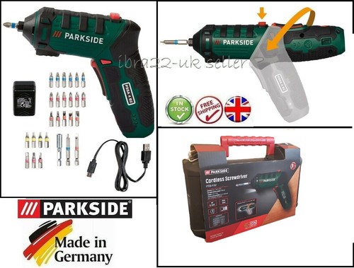 NEW 4v Parkside Powerful Cordless Screwdriver Li-ion Lithium With 26 ...