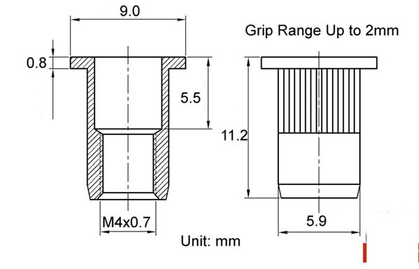 M4 Rivet Nut Bolt Steel Rivets Tool Flange Blind Nutserts Flat Sunk ...