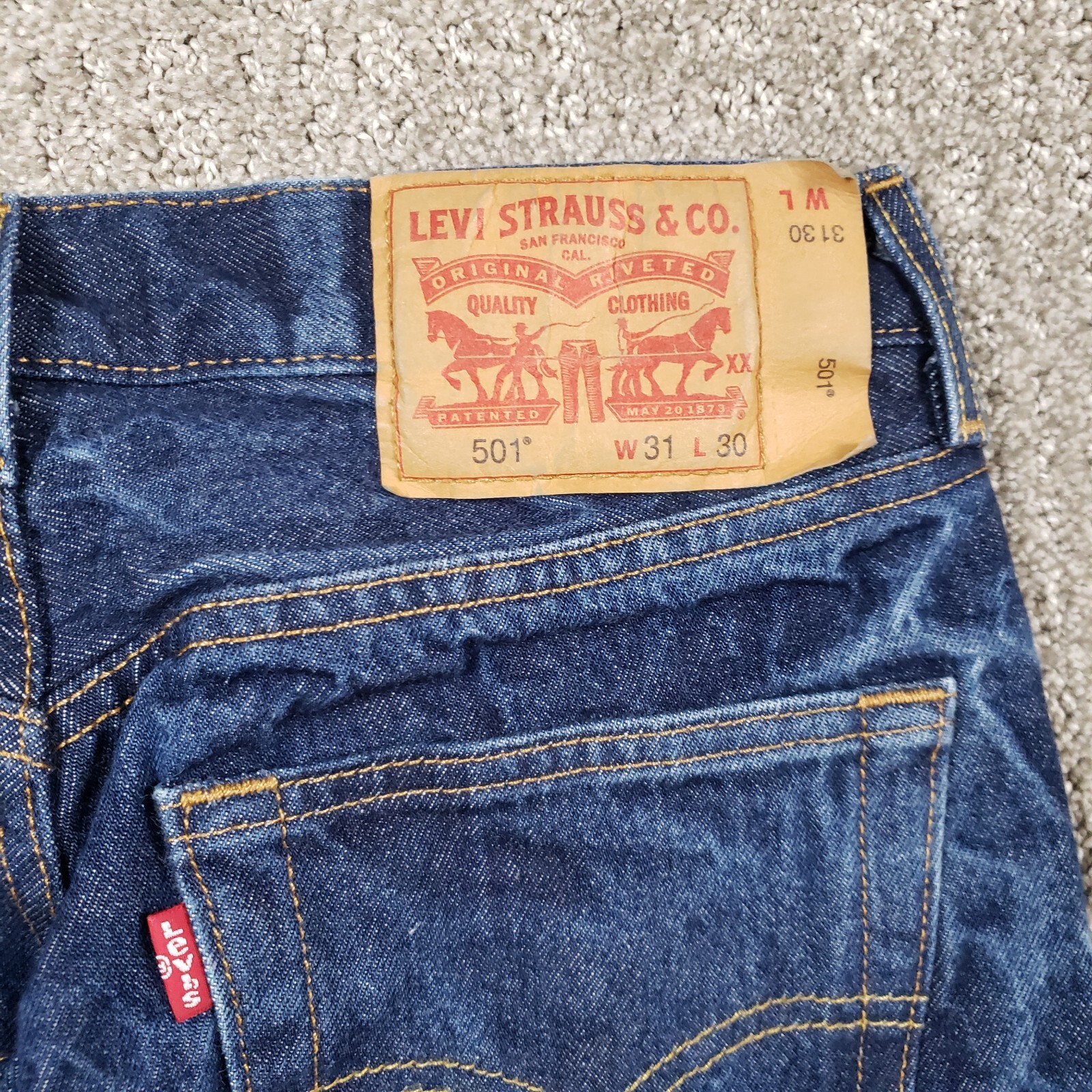 LEVIS 501 Jeans 29x27 Blue Button Fly Denim Pant Unsanforized 501-0000 ...