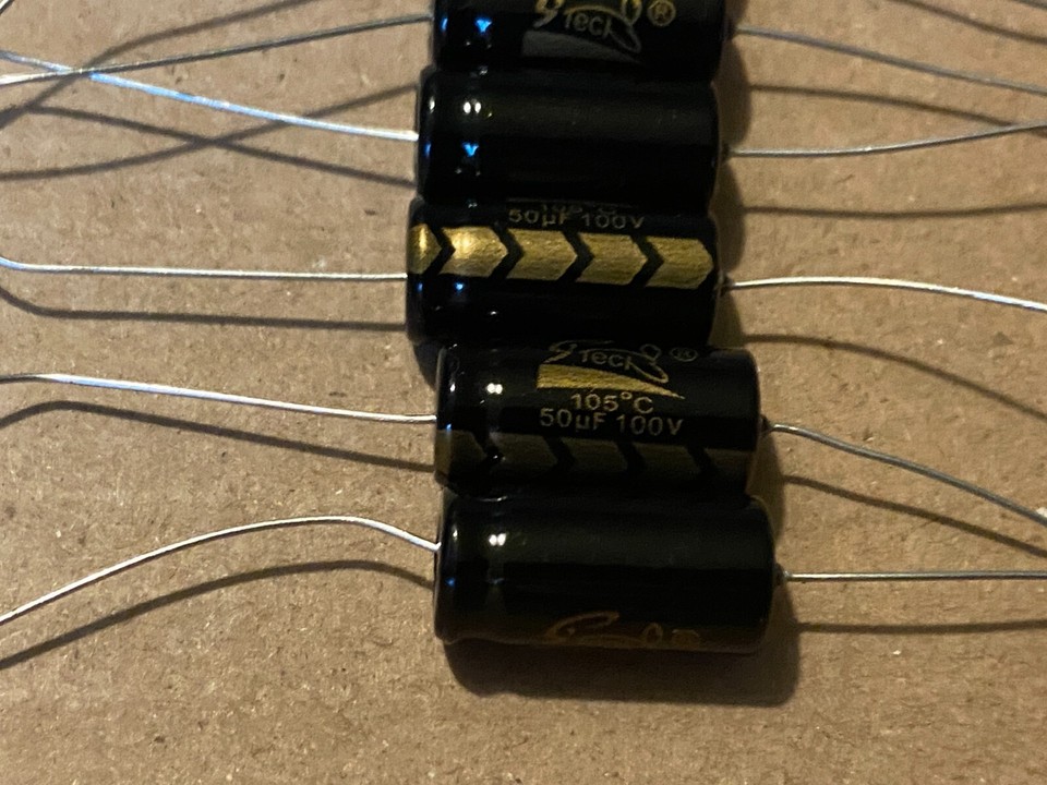 10pc Electrolytic Capacitor Axial 2000hr +105℃ RoHS 50uF 100V φ10x20mm ...